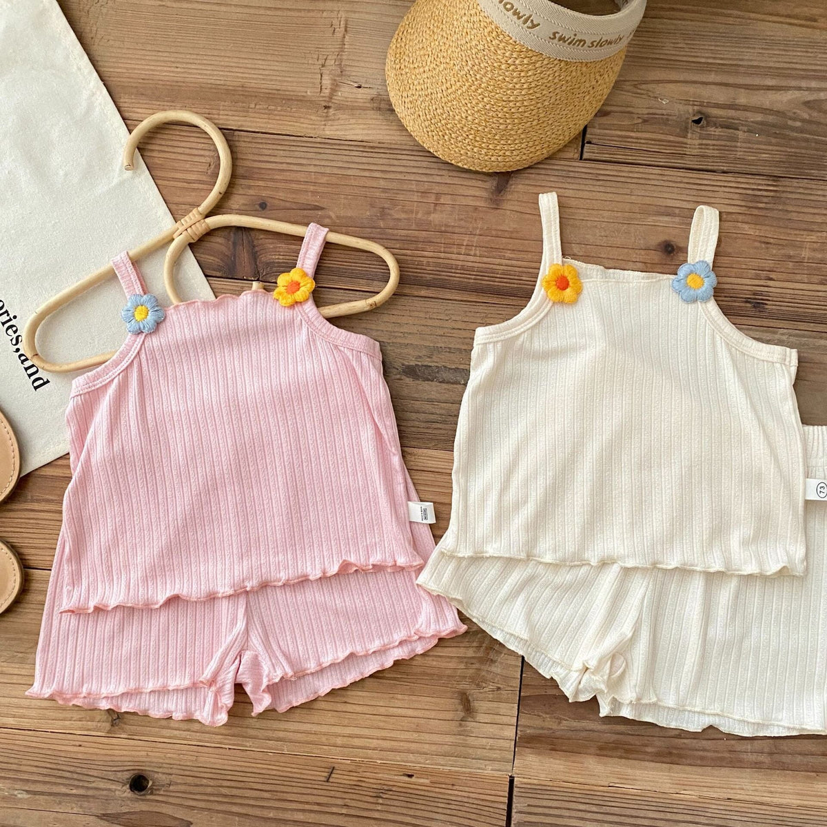 Flower Ruffle Rib-Knit Summer Set – Alex + Nova